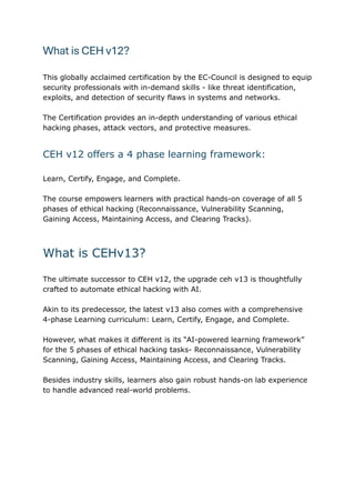 Difference Between CEH v12 & v13: A Comprehensive Guide | PDF