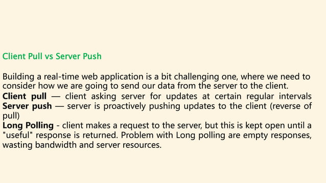 Difference between Client Polling vs Server Push vs Websocket vs Long Polling | PPT
