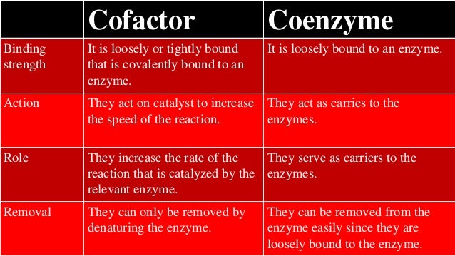 Difference between coenzyme vs cofactor