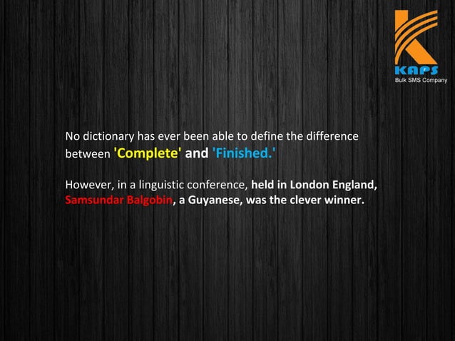 Difference between complete and finished | PPT