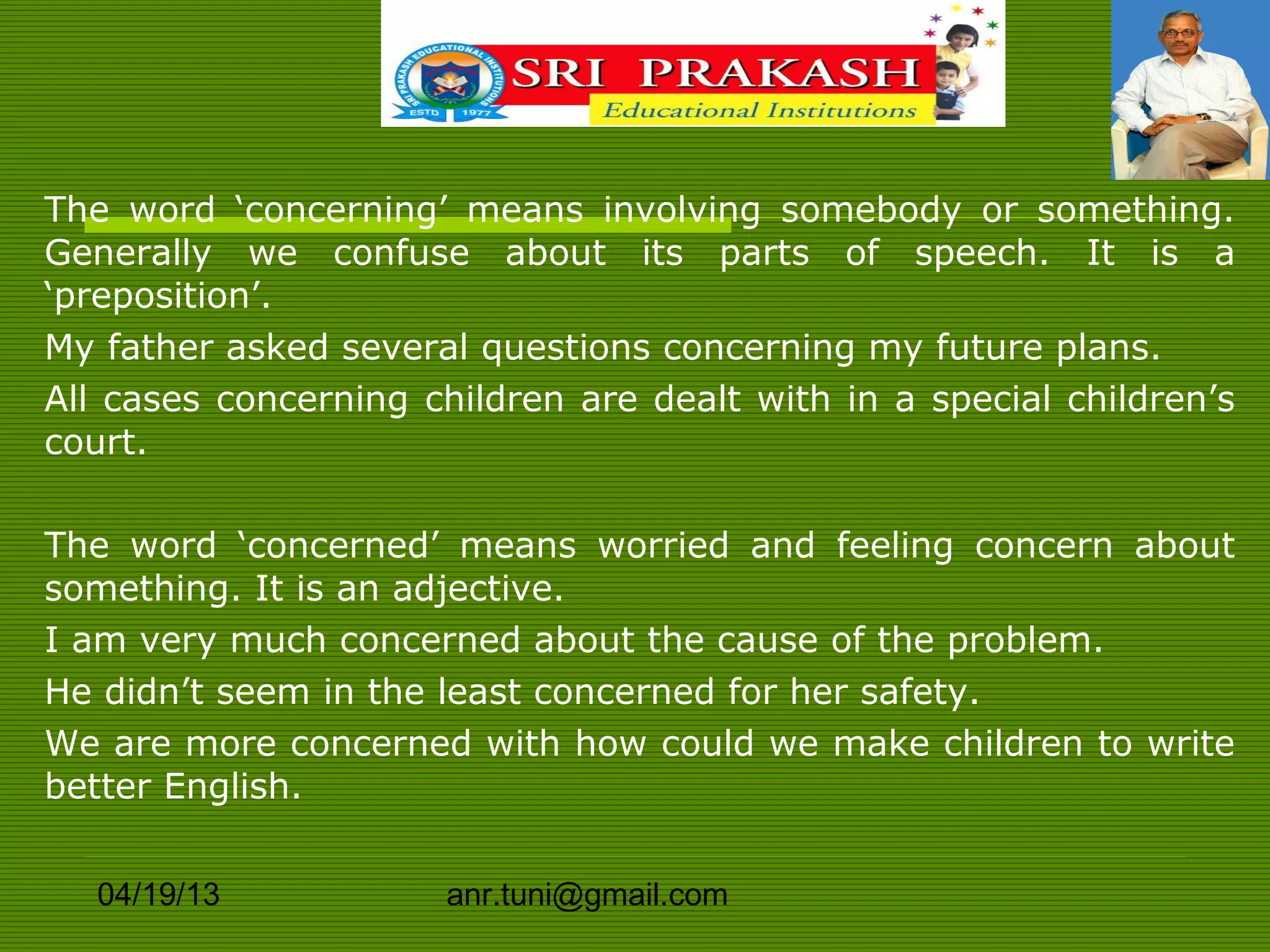 Difference between 'concerned and concerning' | PPT