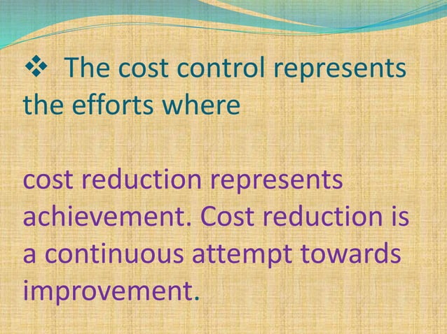 Difference between Cost control and Cost reduction | PPTX | Business ...
