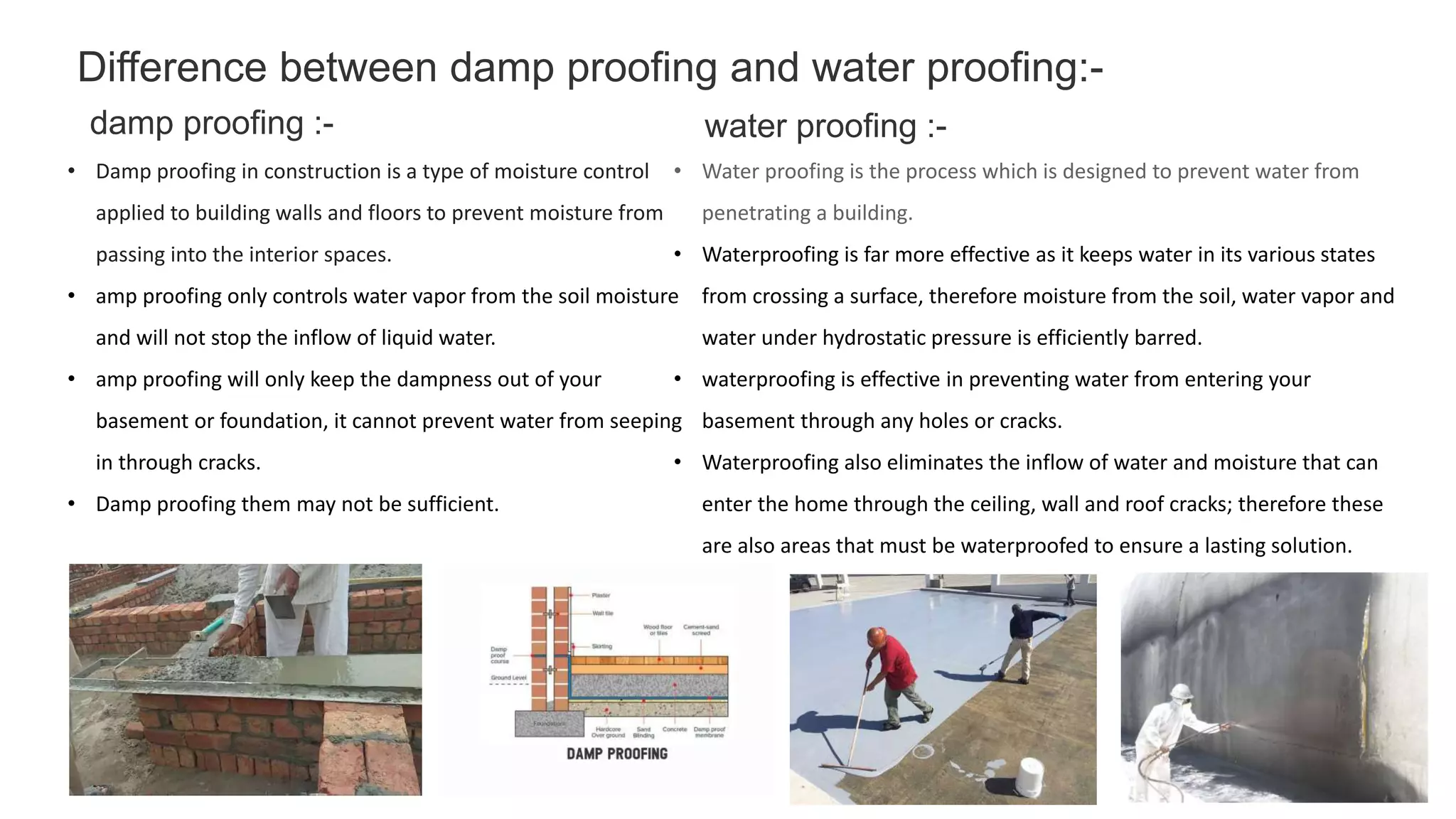 Difference between damp &water proofing | PPTX