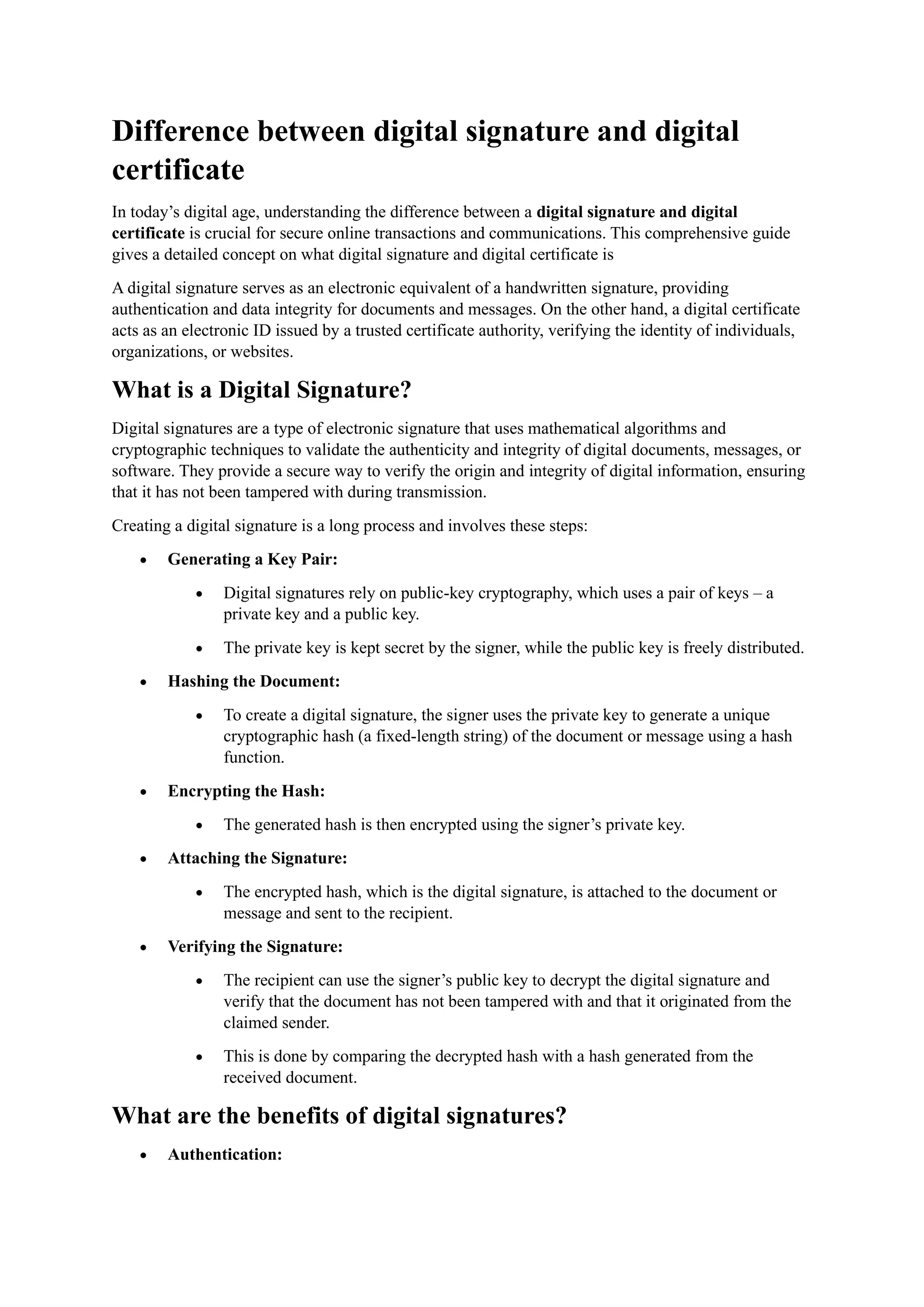 Difference between digital signature and digital certificate.pdf