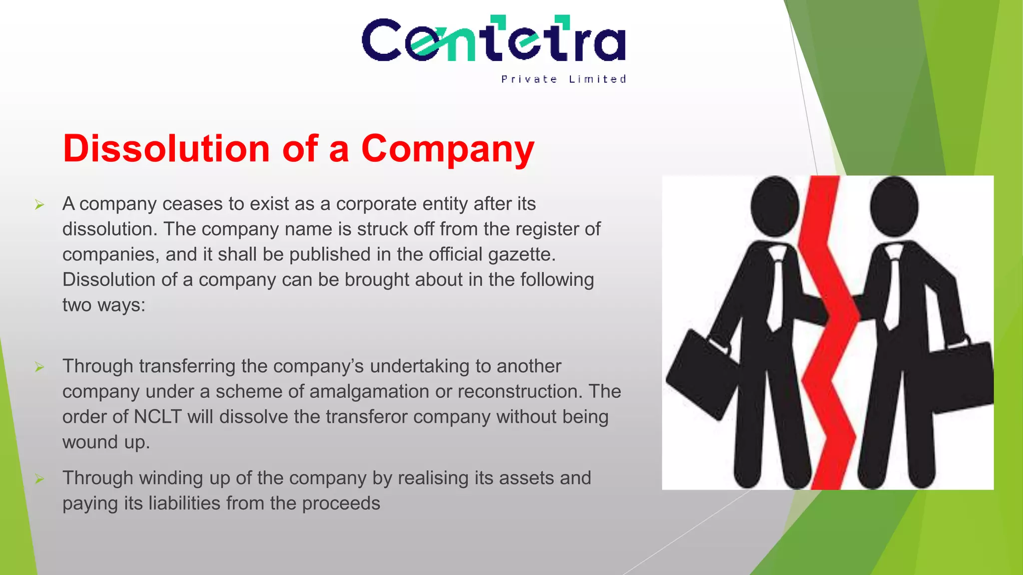 Difference Between Dissolution and Winding Up of a company | PPTX