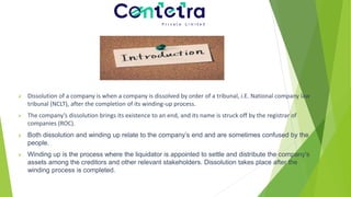 Difference Between Dissolution and Winding Up of a company | PPTX