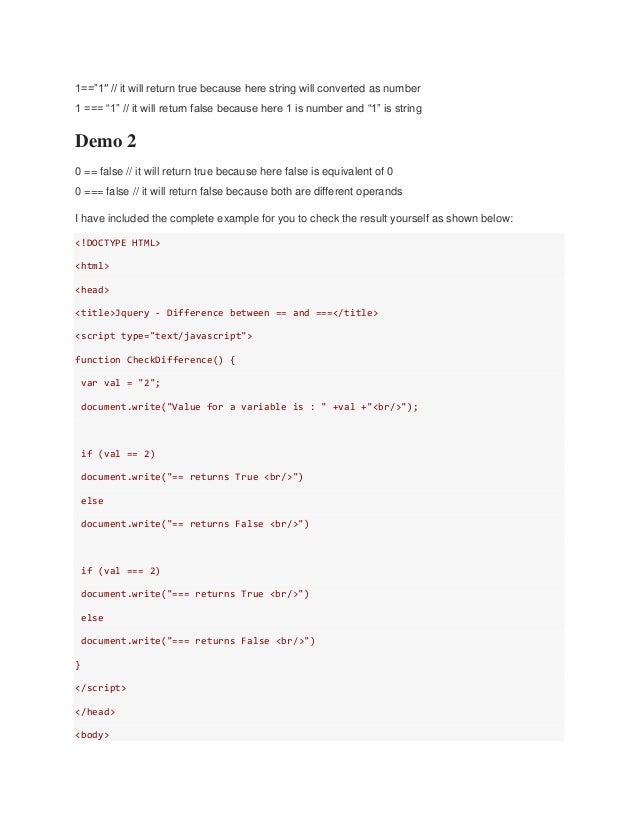 Difference between double equals and triple equals in java script