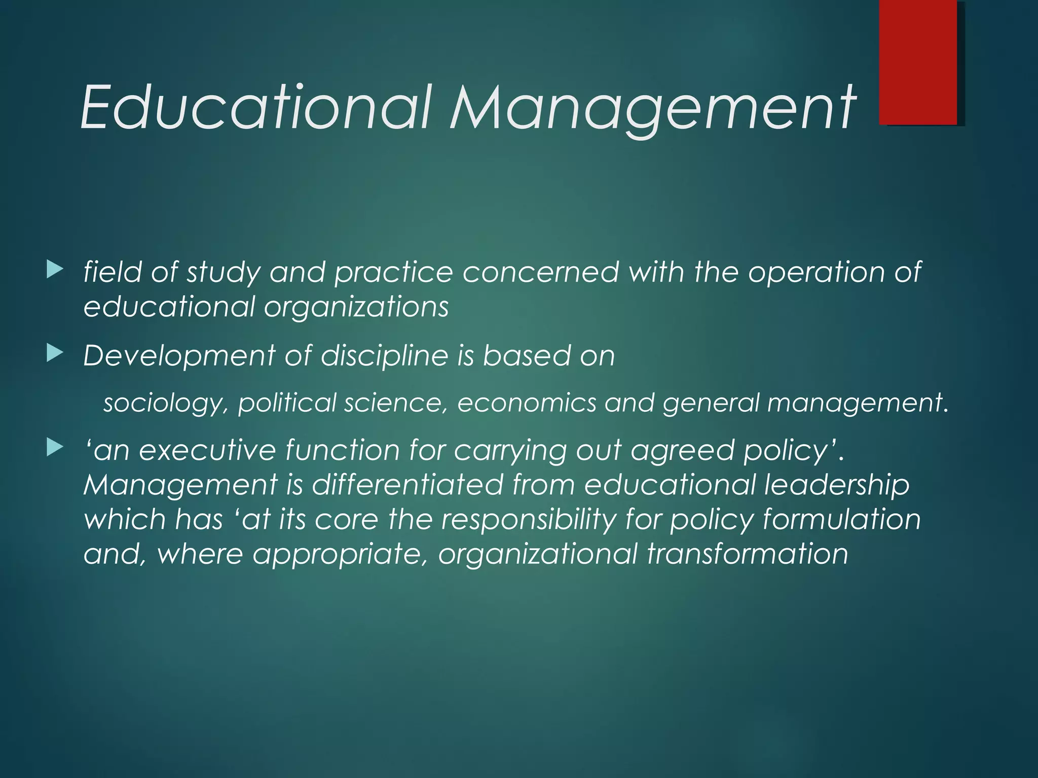 Difference between educational leadership and managment | PPT