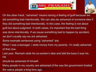 Difference between 'embrassed and ashamed' | PPT