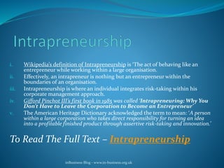 Difference between entrepreneurship and intrapreneurship | PPTX