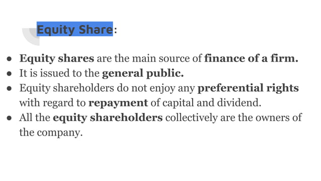 Difference between equity & preference share, | PPTX
