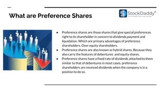 Difference Between Equity Shares And Preference Shares -stockdaddy.pptx