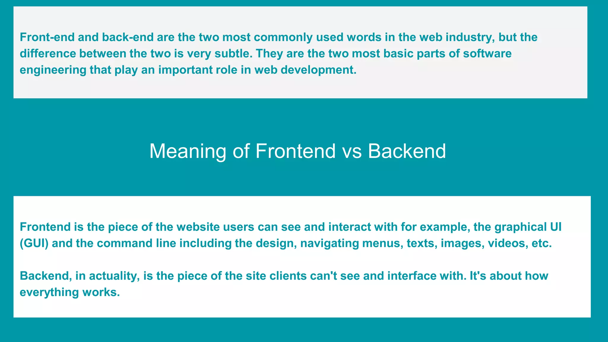 Difference between frontend and backend | PPT Difference between frontend and backend | PPT