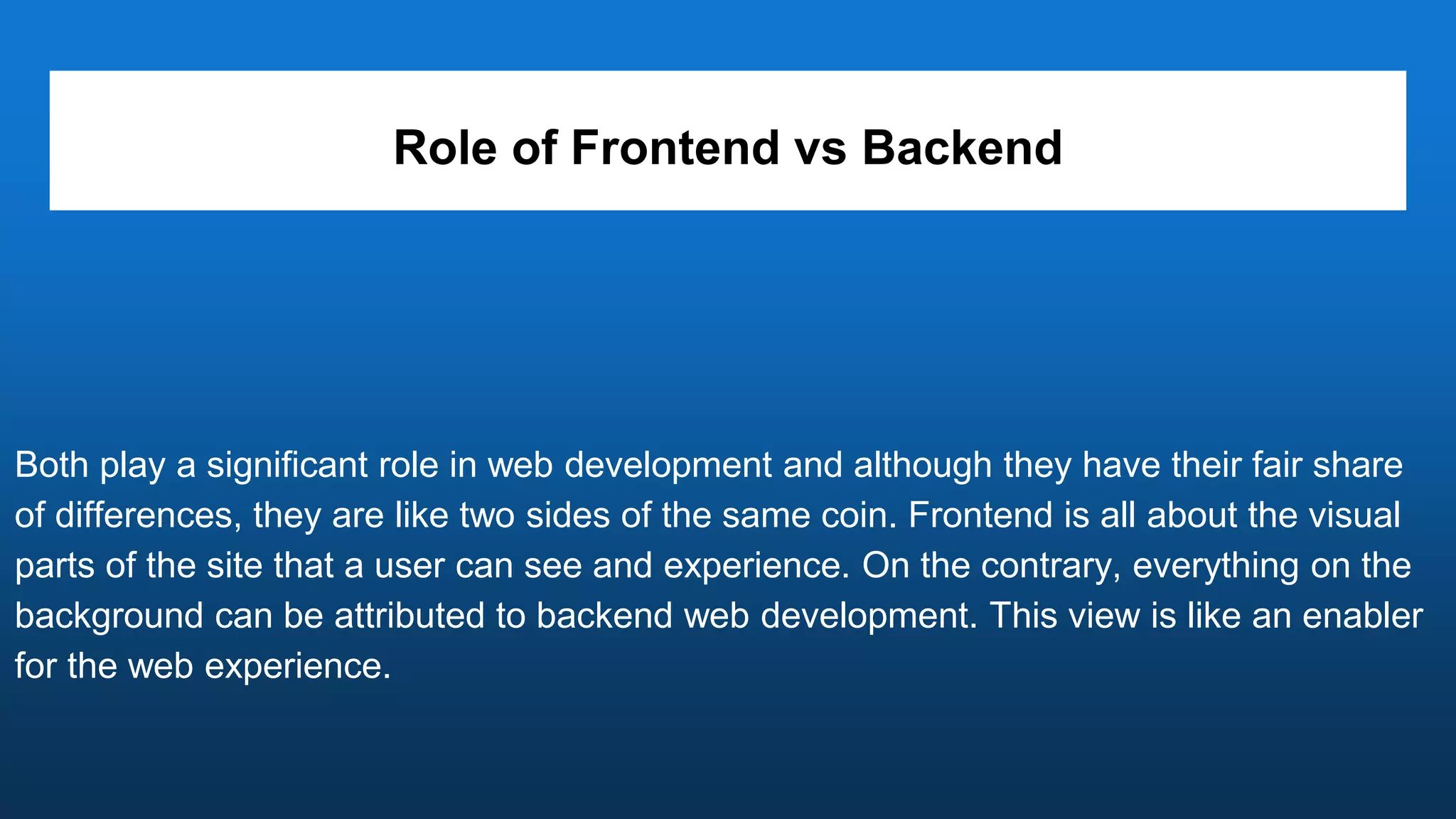 Difference between frontend and backend | PPT Difference between frontend and backend | PPT