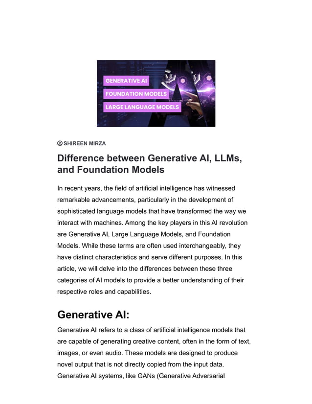Difference between Generative AI, LLMs, and Foundation Models.pdf