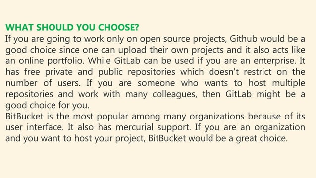 Difference between Github vs Gitlab vs Bitbucket | PPTX