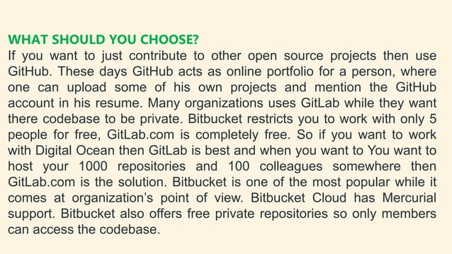 Difference between Github vs Gitlab vs Bitbucket | PPTX
