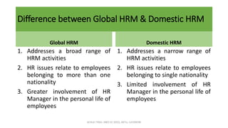 Difference between global hrm & domestic hrm | PPT