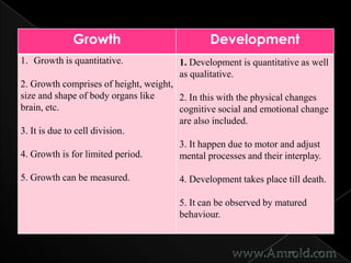 Difference between growth and development | PPTX
