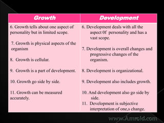 Difference between growth and development | PPTX