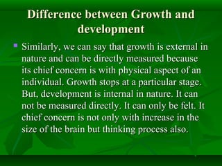 Difference between growth and development | PDF