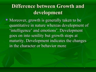 Difference between growth and development | PDF