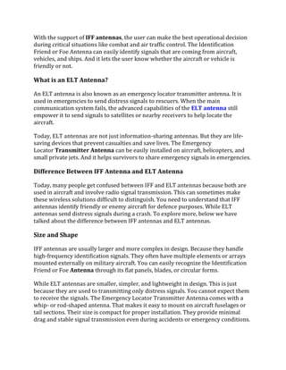 Difference Between IFF Antenna and ELT Antennas | PDF