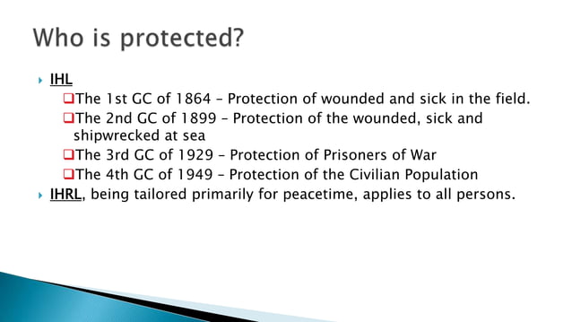 Difference between IHL and IHRL | PPTX | Law