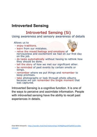 Difference between introverted sensing and extroverted sensing | PDF