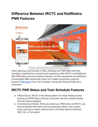 Difference Between IRCTC and RailRestro PNR Features.pdf