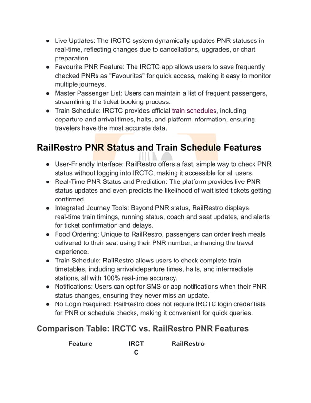 Difference Between IRCTC and RailRestro PNR Features.pdf