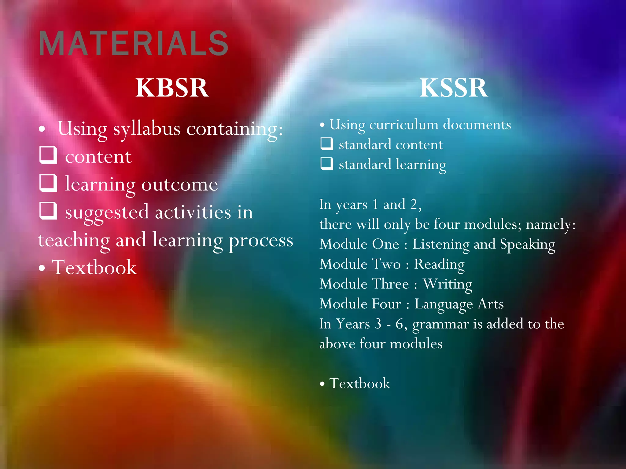 Difference between kbsr and kssr | PPT