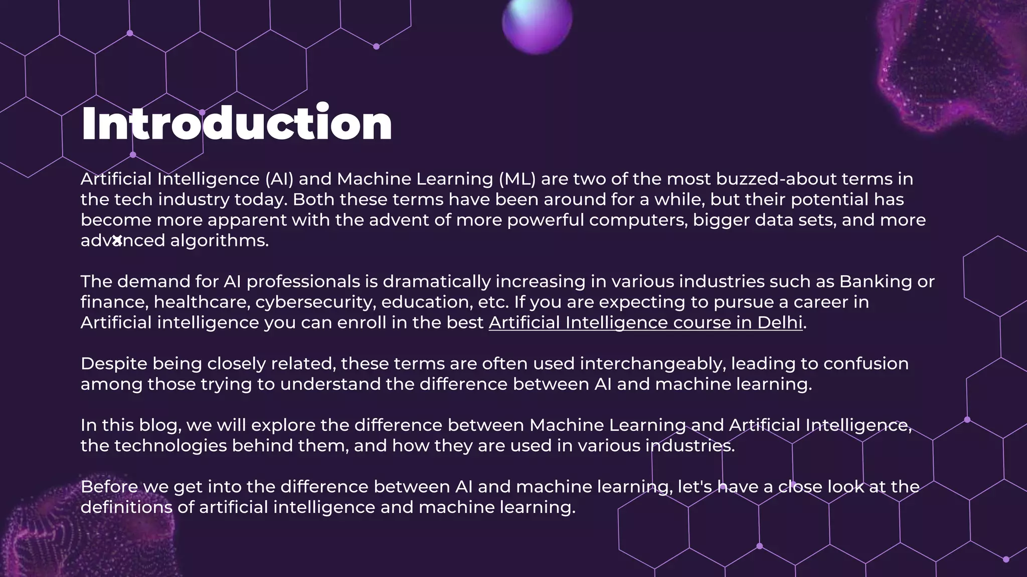 Difference Between Machine Learning and Artificial Intelligence | PPTX | Technology Industry ...