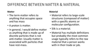 Difference between matter & material | PPTX