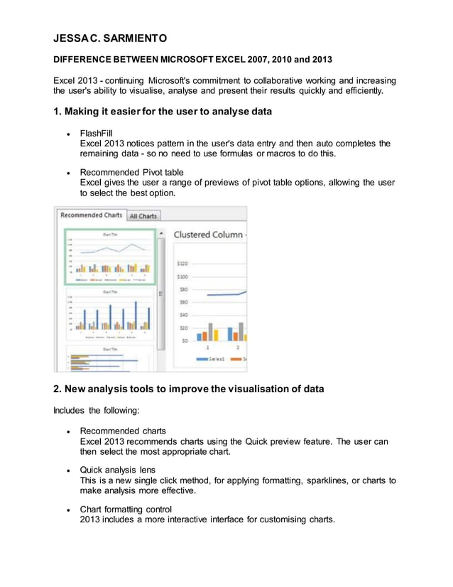 Difference between microsoft excel 2007 | PDF Difference between microsoft excel 2007 | PDF