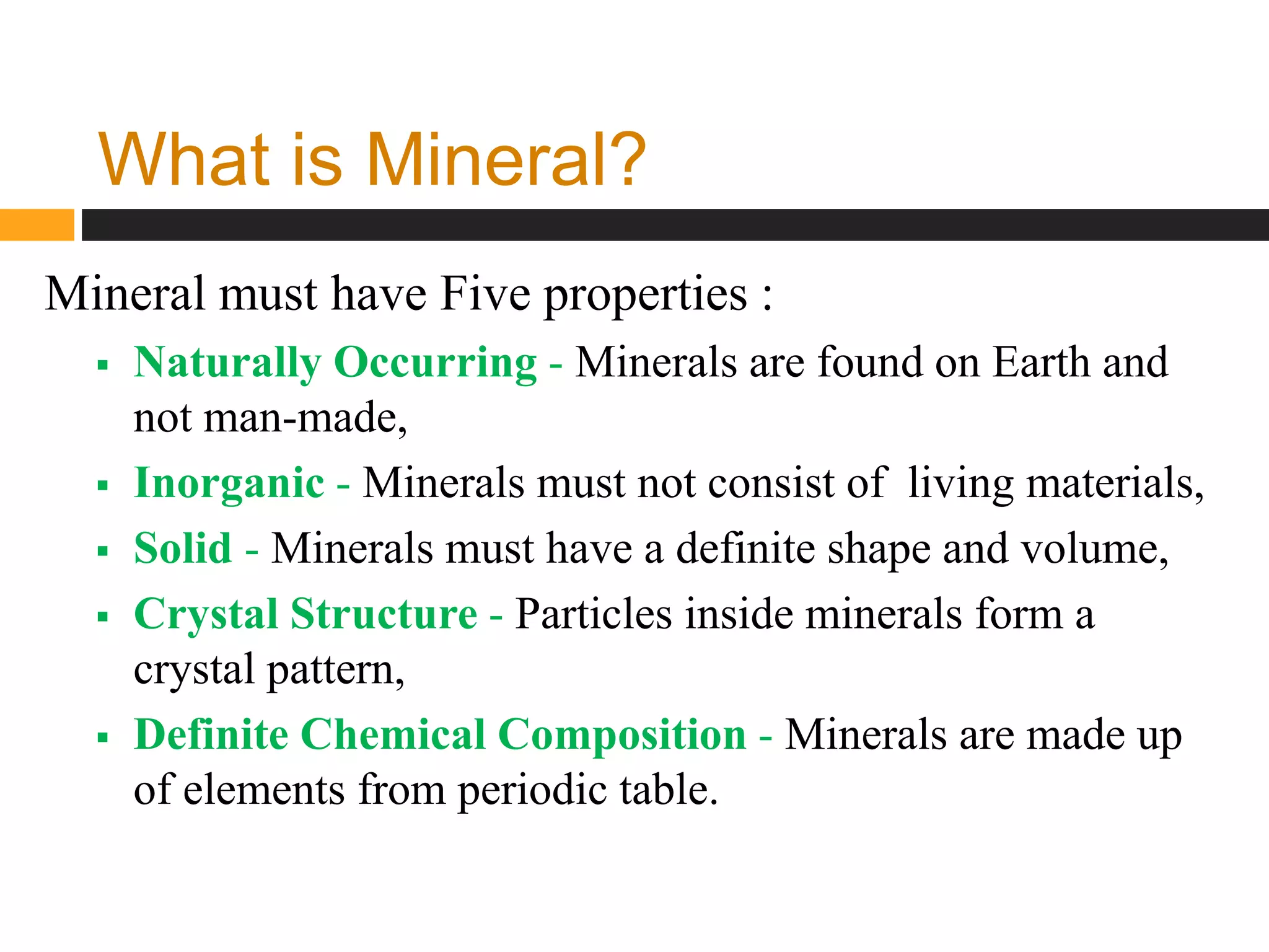 Difference between mineral and mineraloid | PPTX