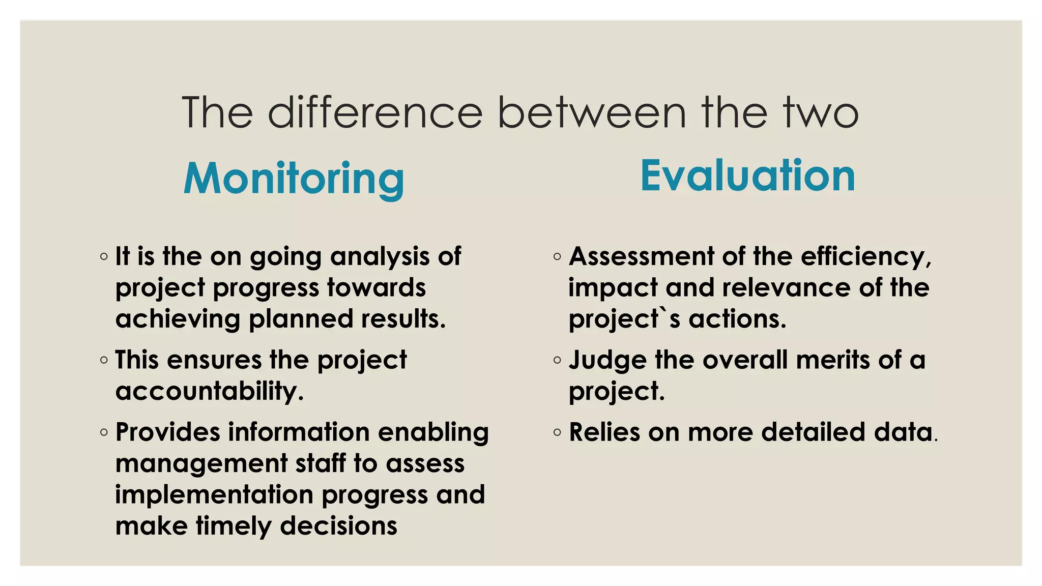 Difference between monitoring and evaluation | PPTX