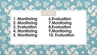 Difference between monitoring and evaluation | PPTX