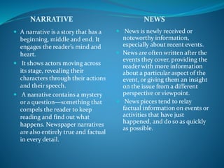 Difference between narrative and news. | PPTX