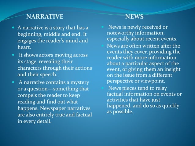 Difference between narrative and news. | PPTX