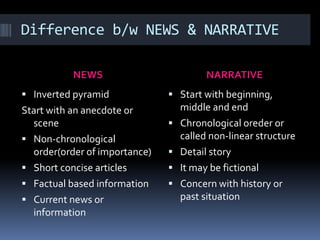 Difference between news & narrative 10 points | PPT