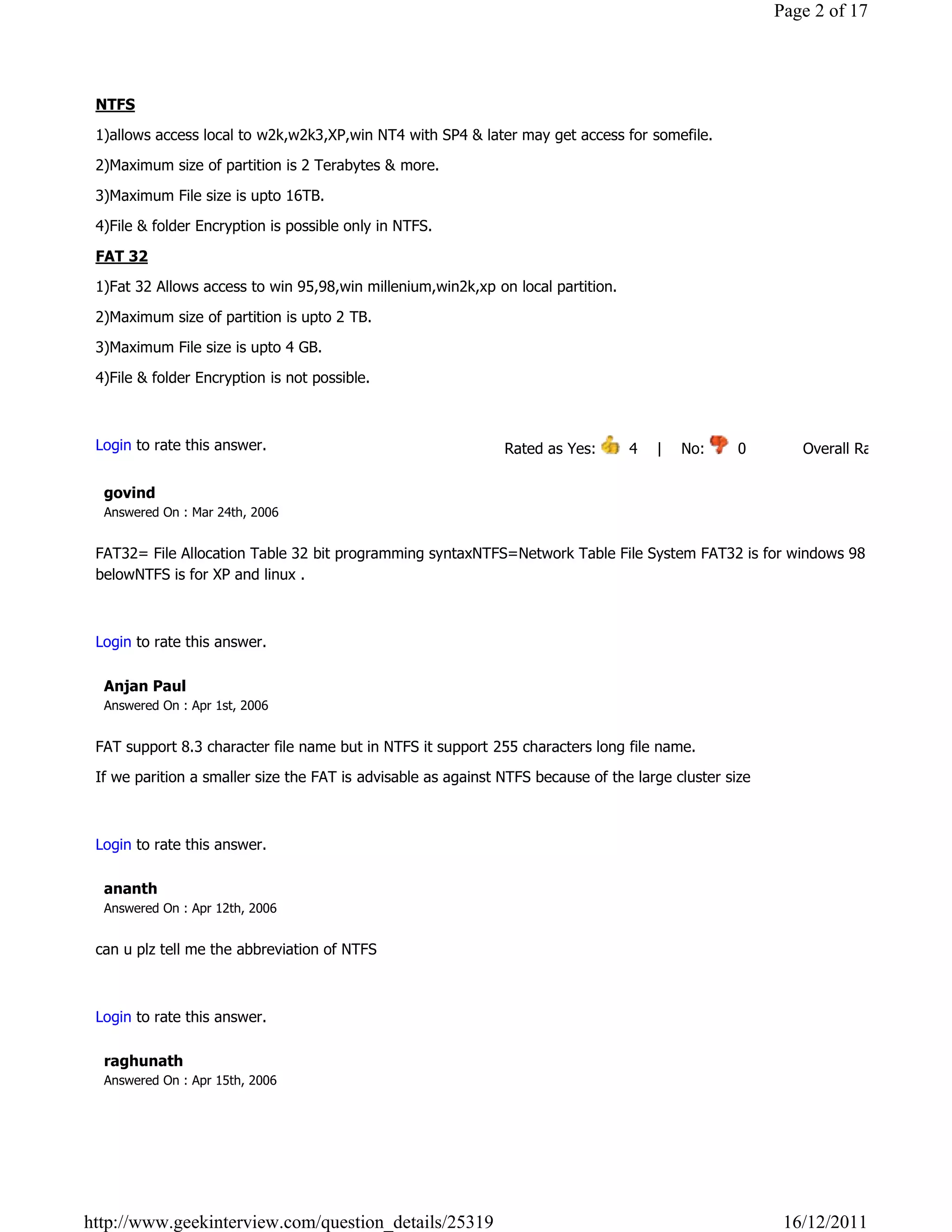 Difference between ntfs and fat32 | PDF