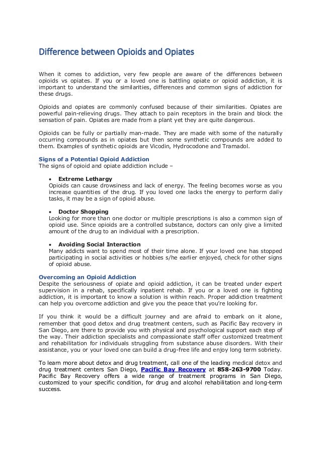 Difference between Opioids and Opiates