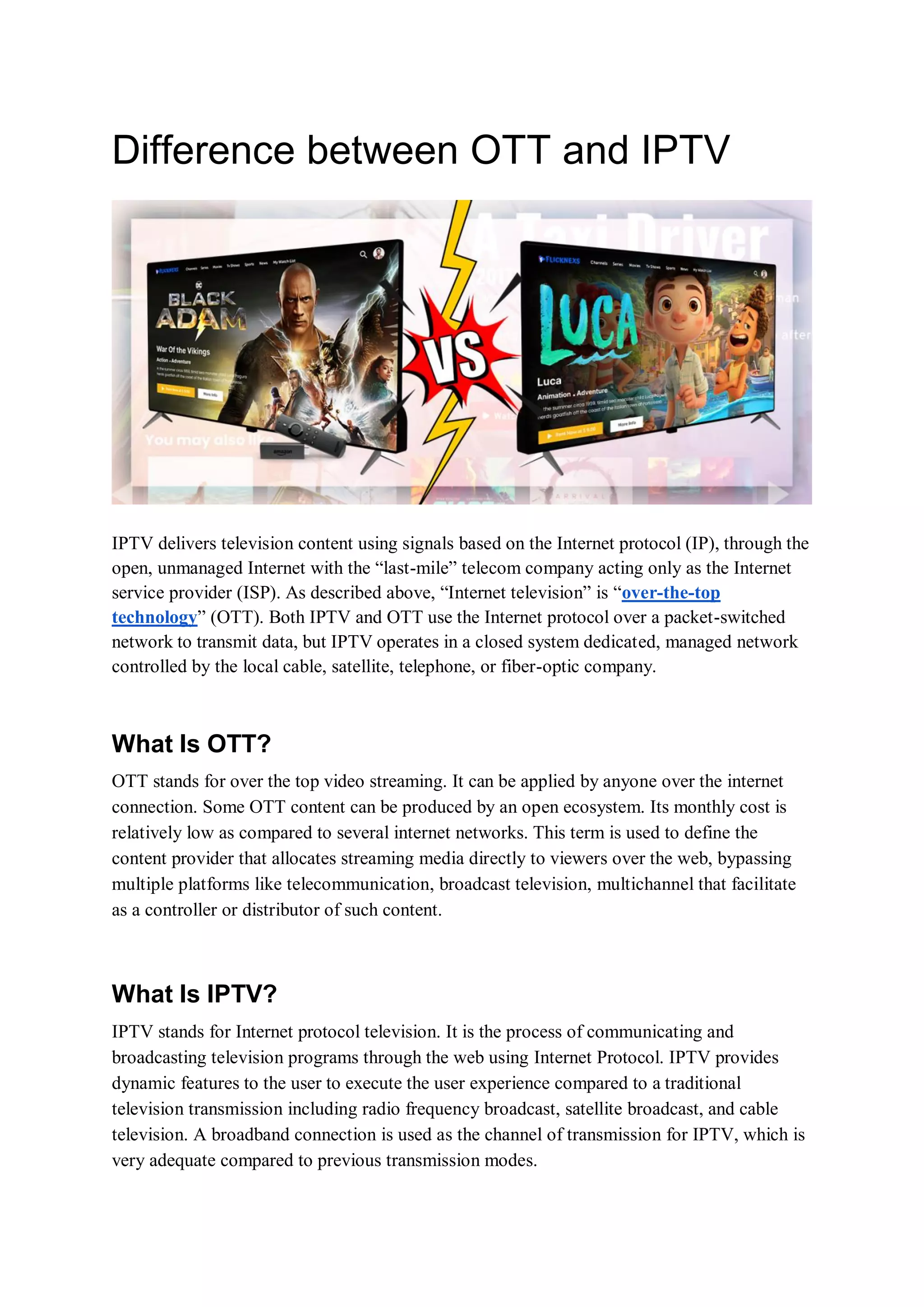 Difference between OTT and IPTV | PDF