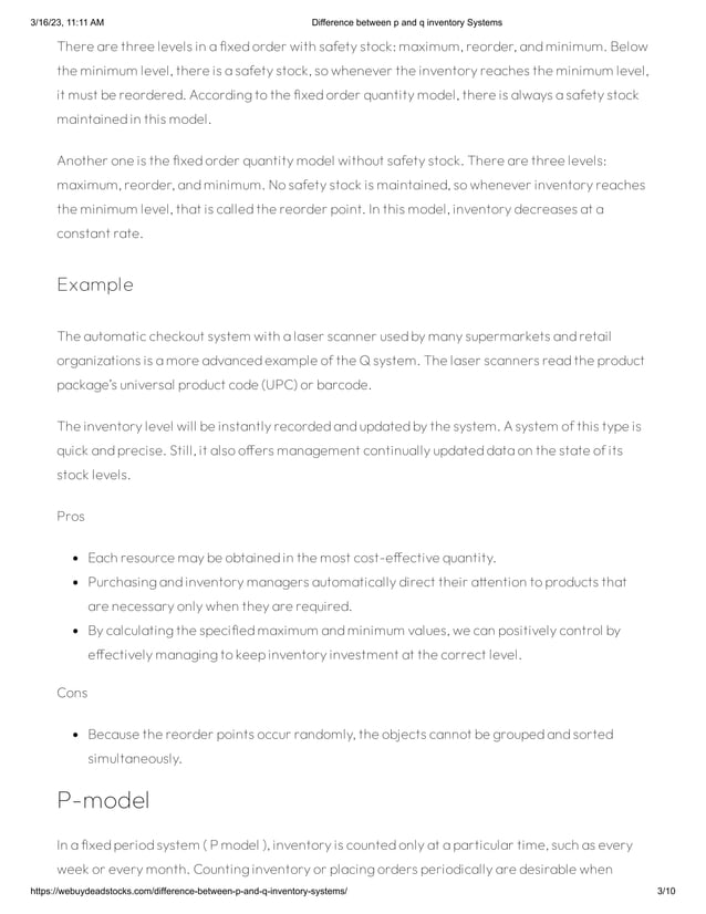 Difference between p and q inventory Systems.pdf | Logistics | Business