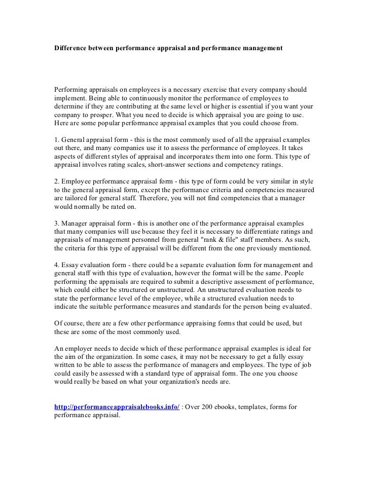 Difference between performance appraisal and performance management Difference between performance appraisal and performance management