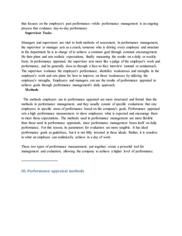 Difference Between Performance Management And Performance Appraisal PDF