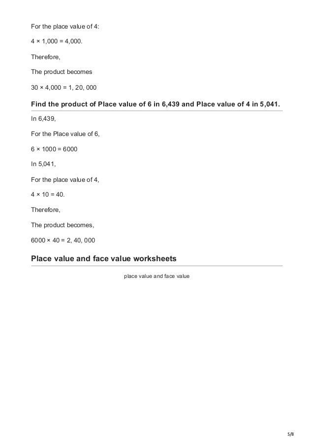 Difference Between Place Value And Face Value pdf Difference Between Place Value And Face Value pdf