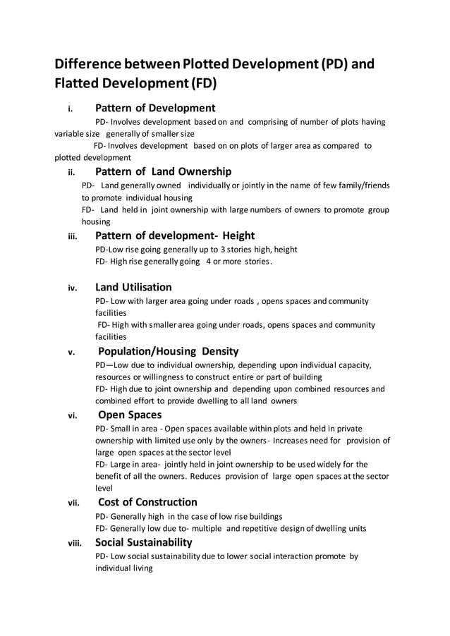 Difference between plotted development and flatted development | DOCX ...