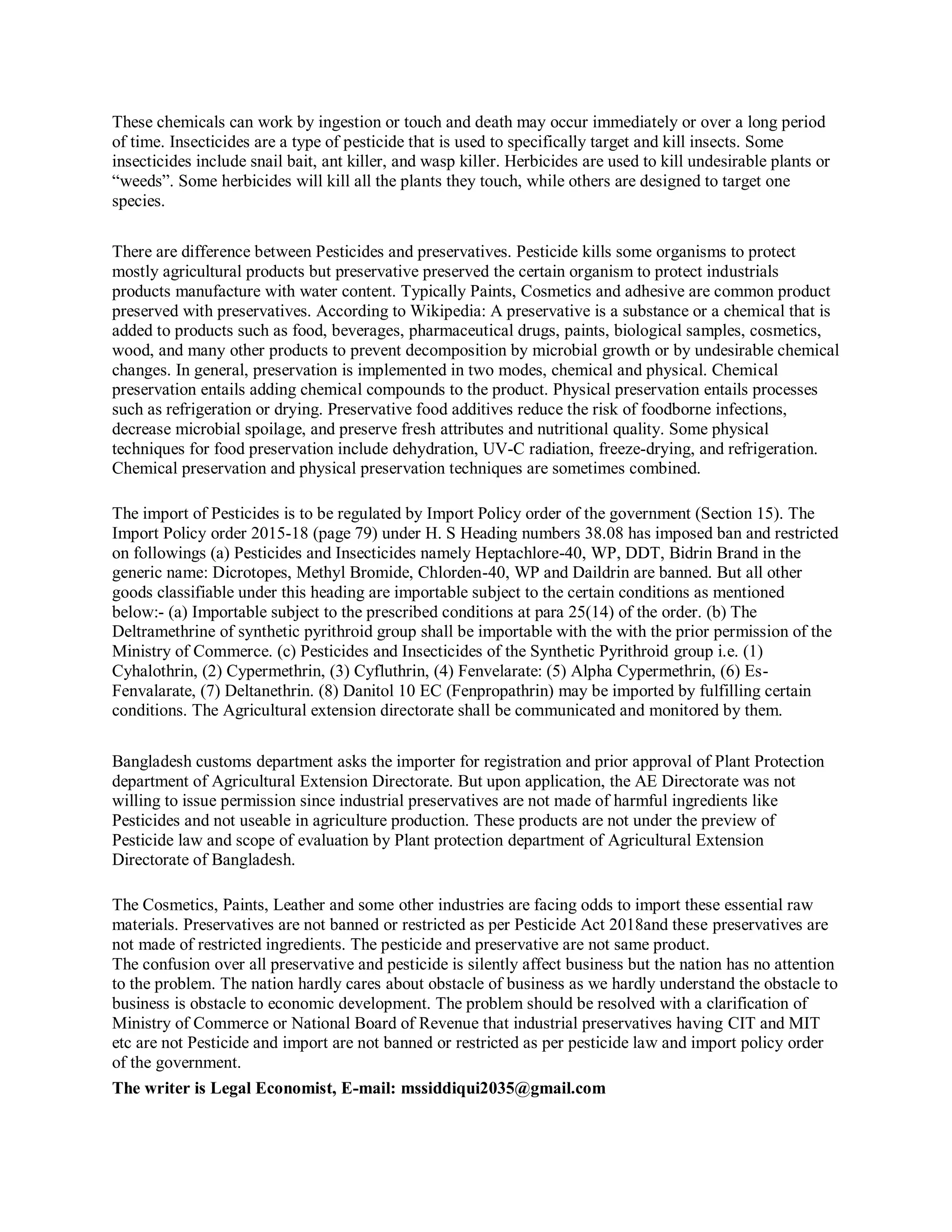 Difference between preservative and pesticide | PDF